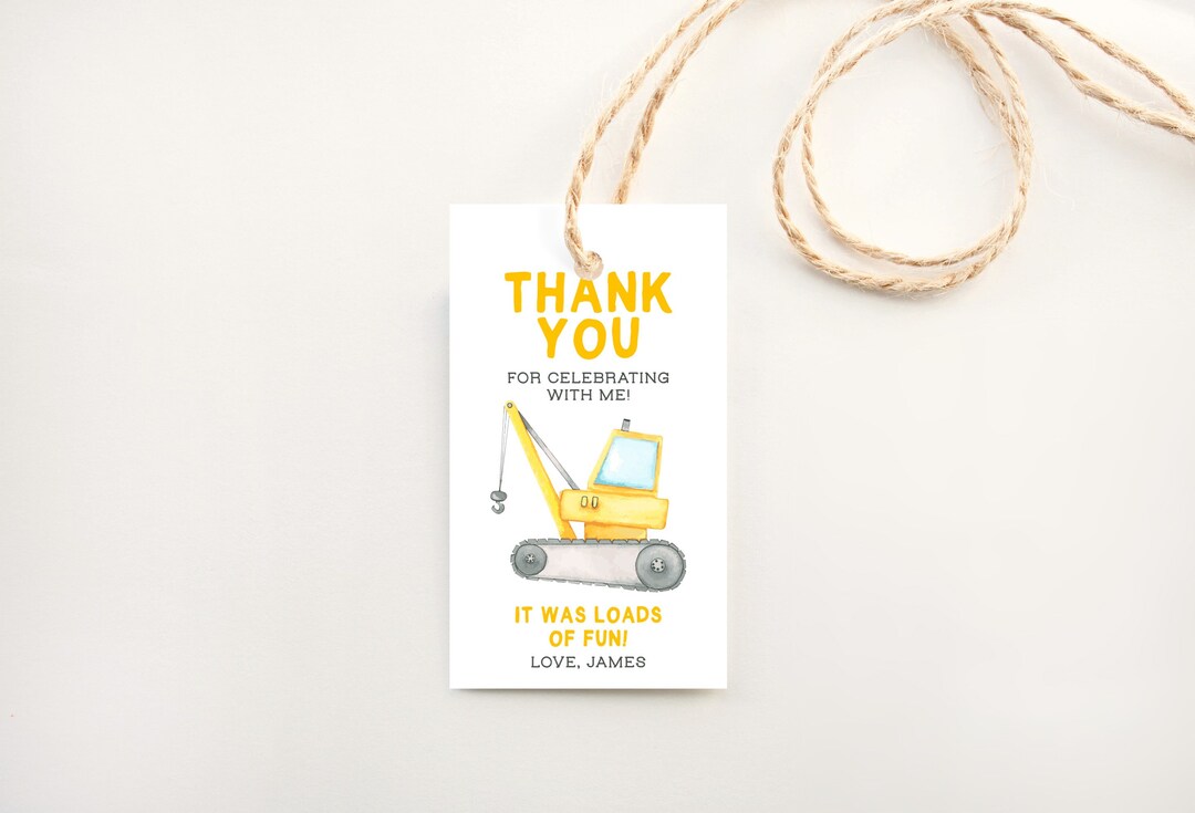 Editable Construction Birthday Party Favor Tags, DIY Party Favor Tags ...