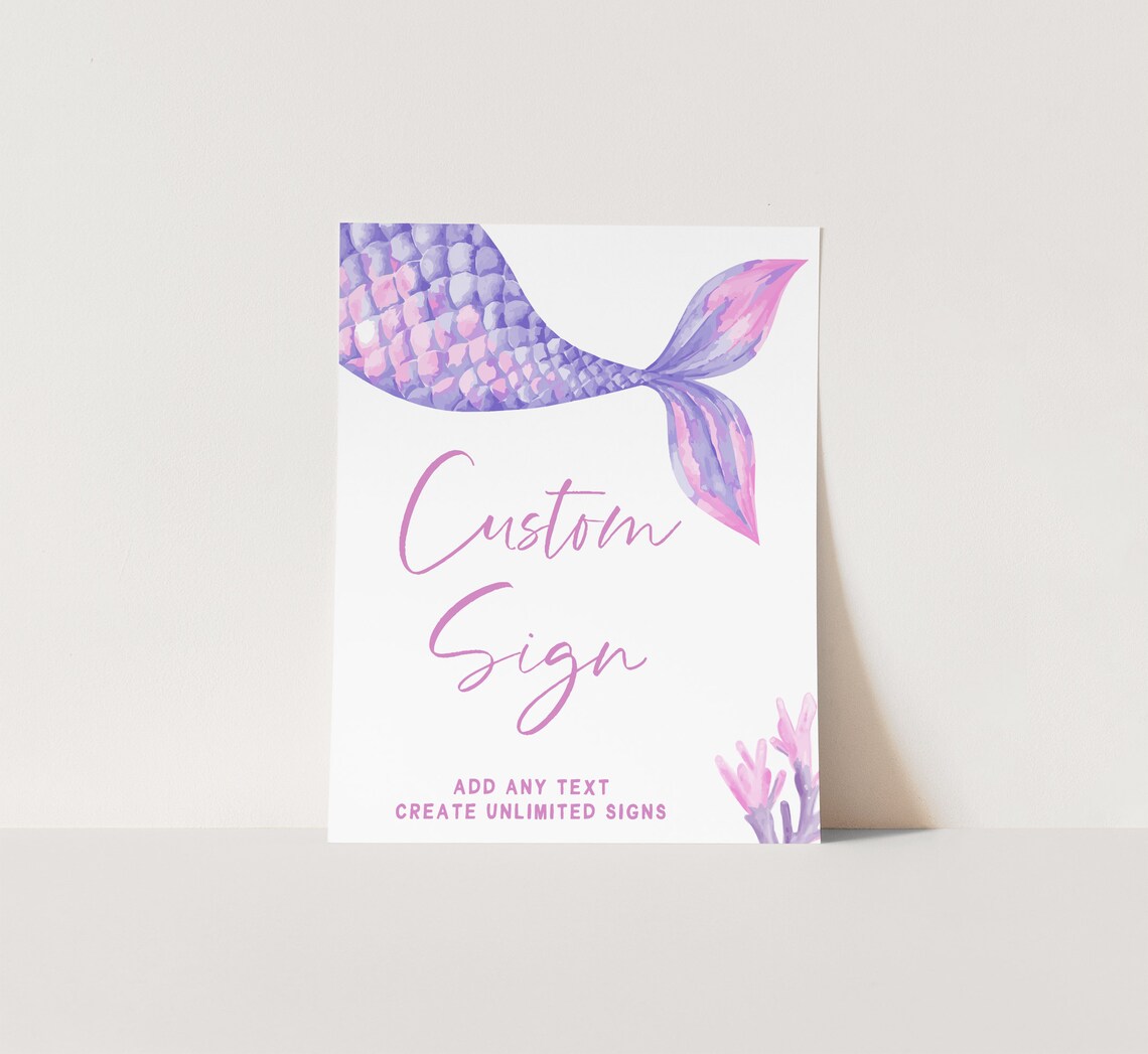 Mermaid Party Sign Custom Text Sign Under the Sea Birthday - Etsy Australia