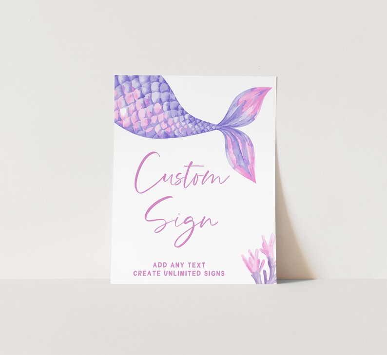 Mermaid Party Sign Custom Text Sign Under the Sea Birthday - Etsy Australia