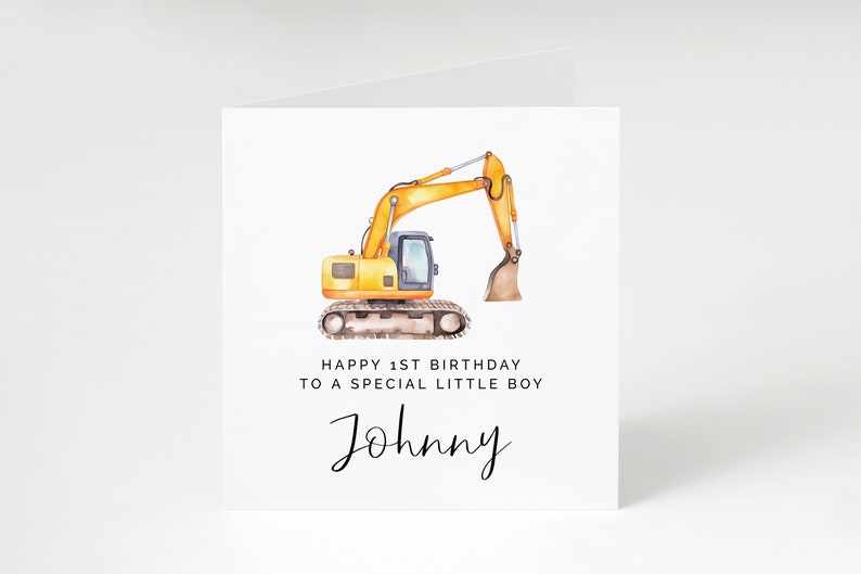 Birthday Card for Boys, Crane & Bulldozer Personalised Construction ...