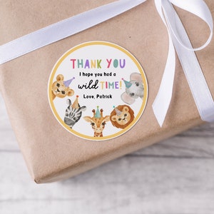 Editable Party Animals Favor Tags, Girl or Boy Wild One Safari Animals ...