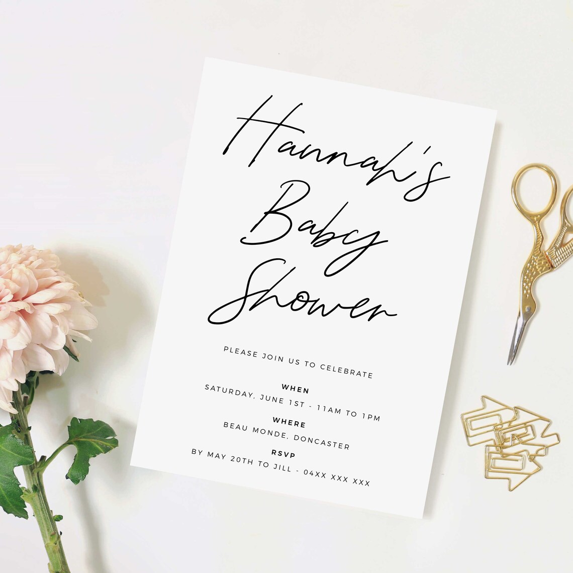 Modern Baby Shower Invitation INSTANT DOWNLOAD Template Minimalist Baby ...