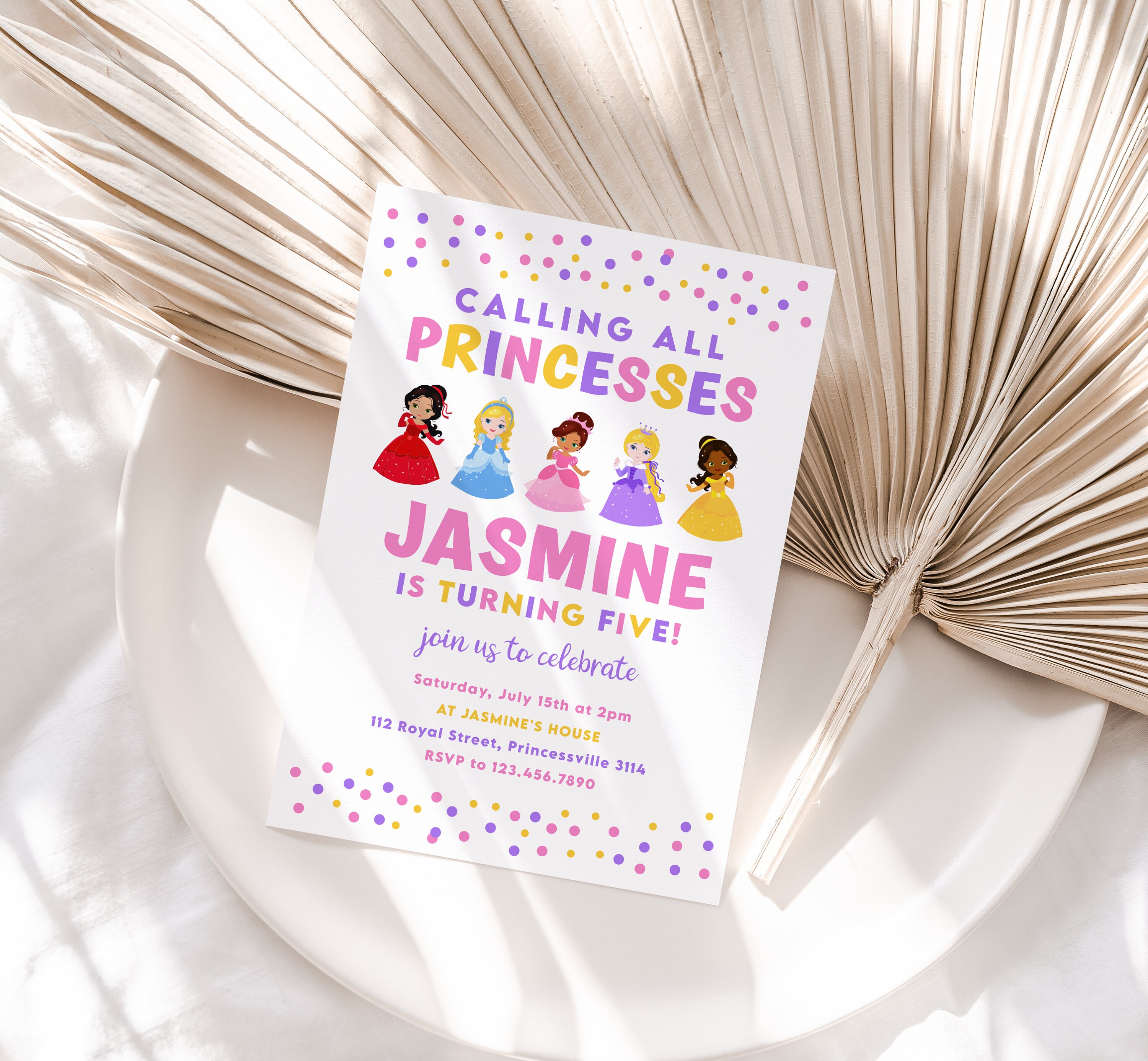 Princess Birthday Invitation, Princess Party Template, Instant Download ...