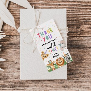Editable Party Animals Favor Tags, Safari Zoo Wild One Animals Thank ...