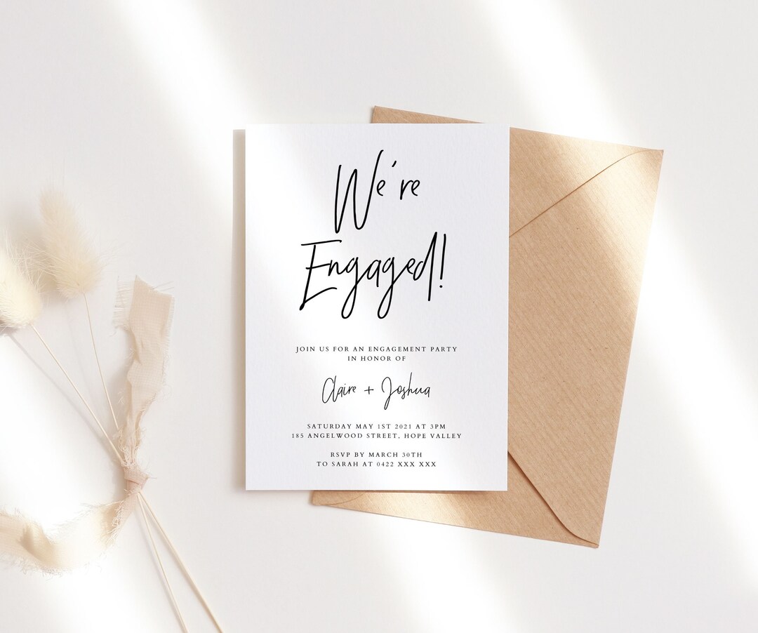 Editable Engagement Invitation, Digital Instant Download Modern ...