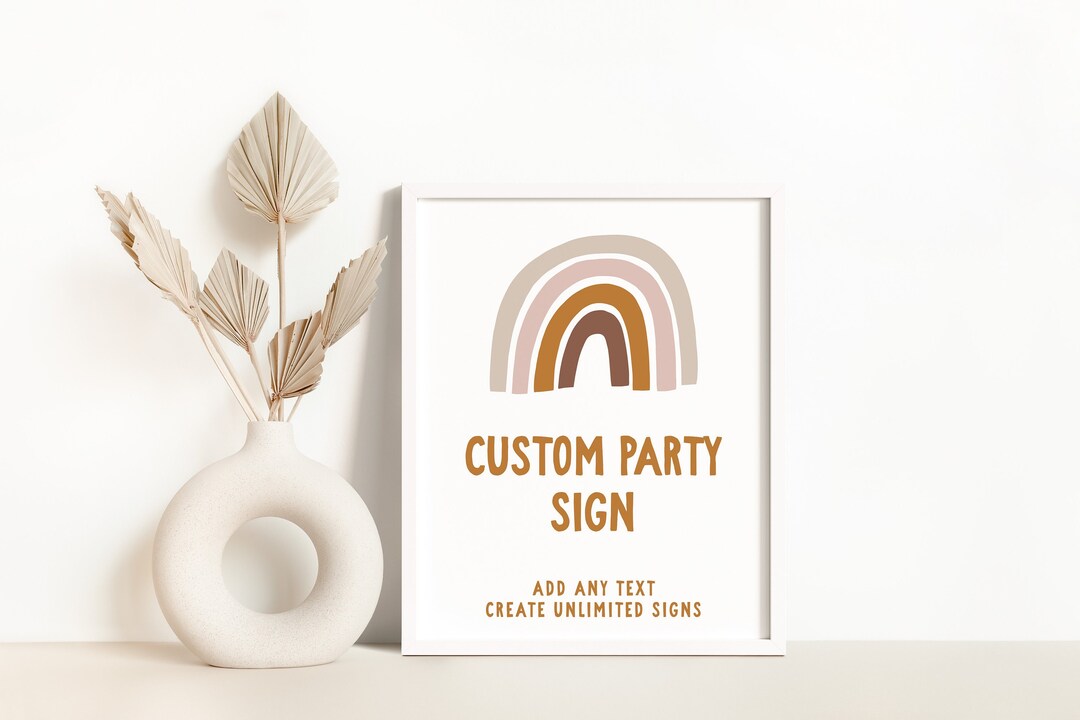 Rainbow Custom Party Sign, Baby Shower Sign, Editable Sign Printable ...