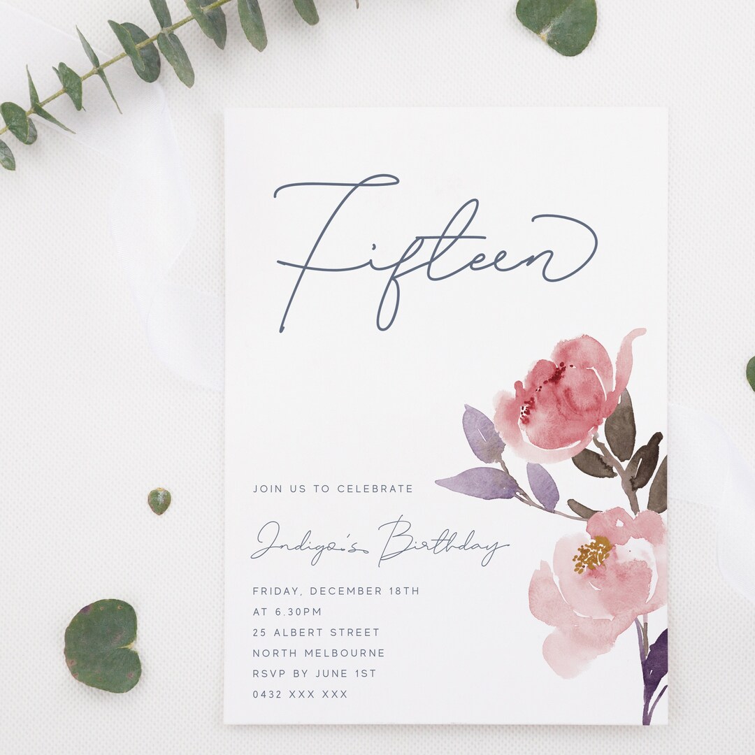 Editable Printable Teen Birthday Invitation Template, Modern Minimalist ...