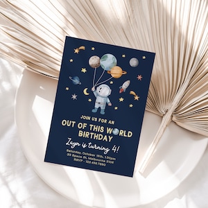 Editable Out of This World Birthday Invitation Outer Space Planets ...