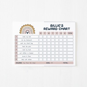 EDITABLE Rainbow Reward Chart Template, Daily Chore Chart Printable ...