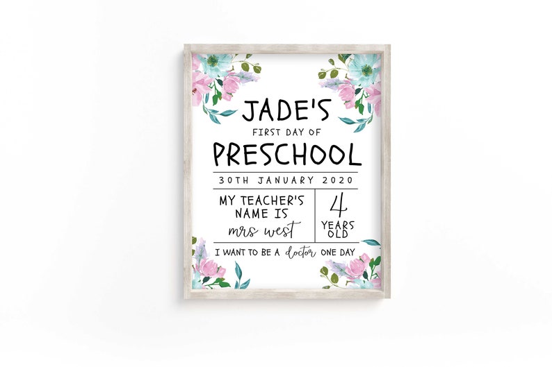 First Day of Preschool Sign, Printable First Day Sign, Editable Back to ...