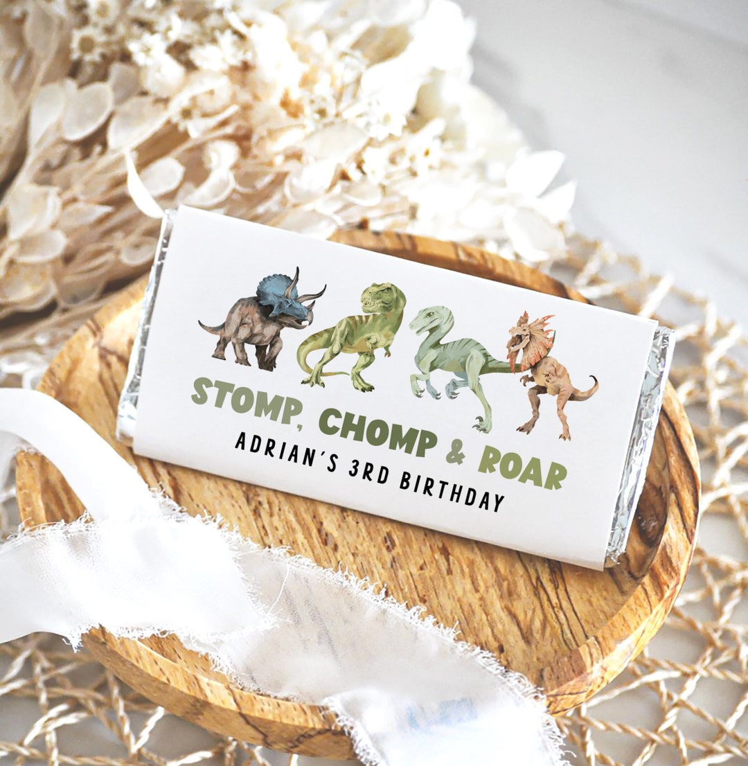 Dinosaur Chocolate Bar Wrapper Printable Template, Boys Birthday Party ...