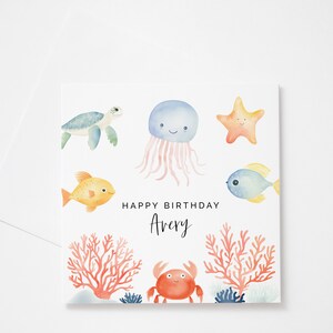 Under the Sea Card Template, DIY Printable Editable Birthday Ocean ...