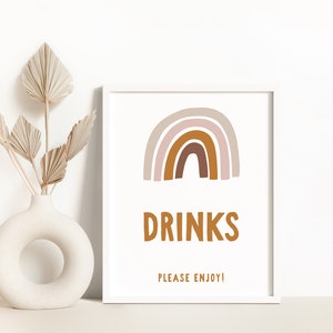 Boho Rainbow Drinks Table Sign INSTANT DOWNLOAD Printable Table Party ...