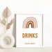 Boho Rainbow Drinks Table Sign INSTANT DOWNLOAD Printable Table Party ...