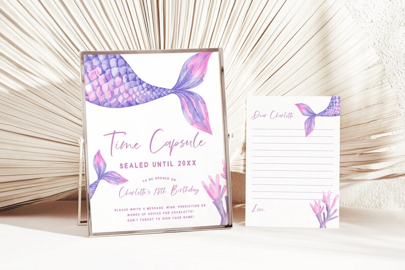 Mermaid Time Capsule Sign and Note Card Printable Under the - Etsy