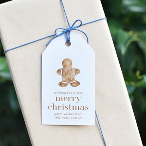 Gingerbread Man Christmas Gift Tag Template Printable Cute Holiday ...