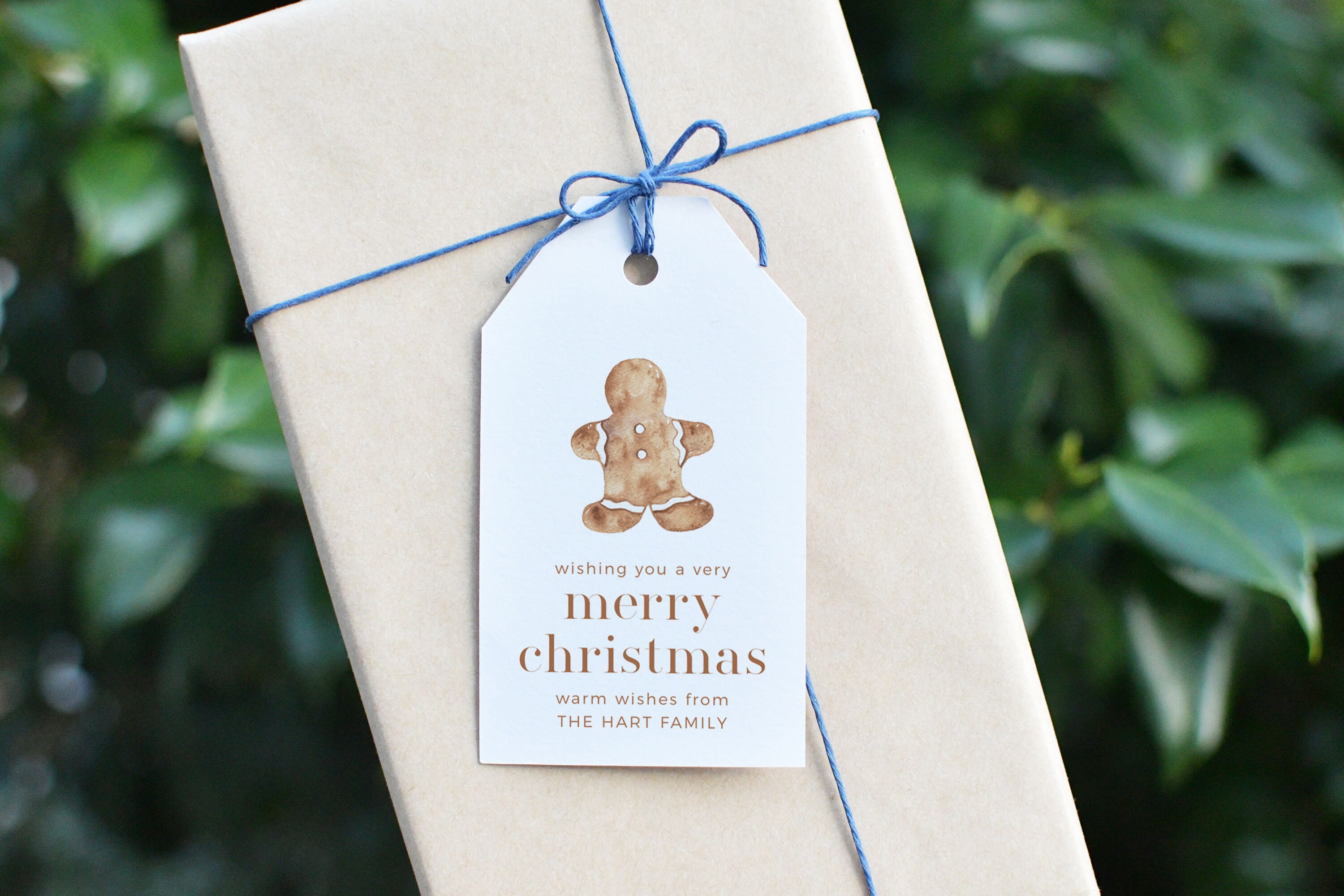 Gingerbread Man Christmas Gift Tag Template Printable Cute Holiday ...