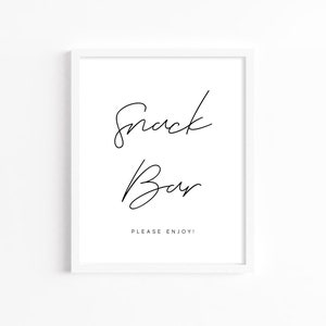 Simple Snack Bar Sign INSTANT DOWNLOAD Printable Table Party Food Sign ...
