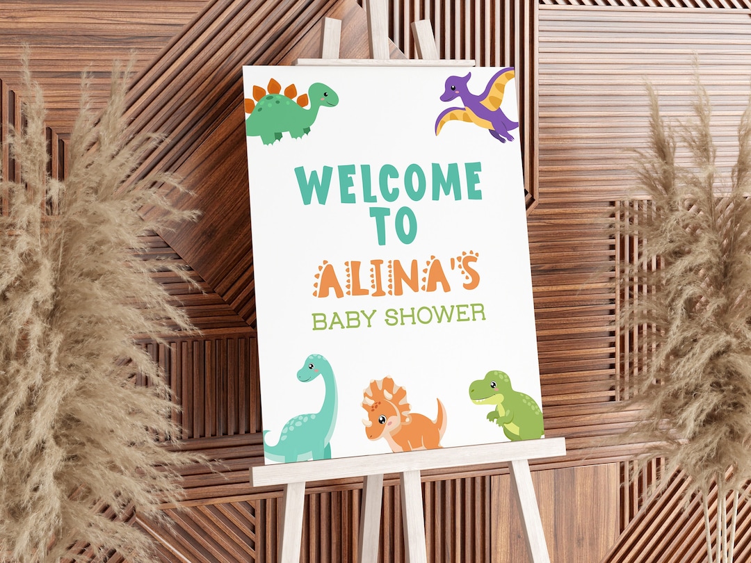 Dinosaur Baby Shower Welcome Sign, Editable Template Printable Instant ...