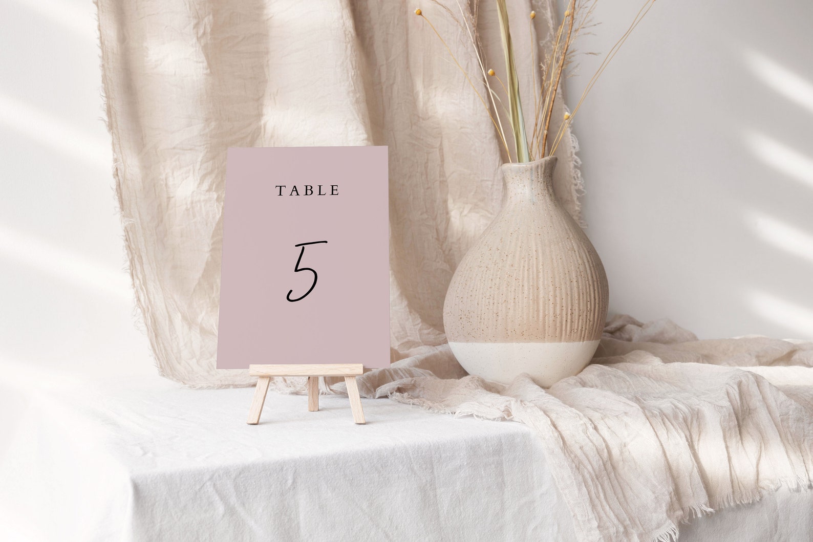 Wedding Table Number Template, Blush Table Numbers, Modern Minimalist ...