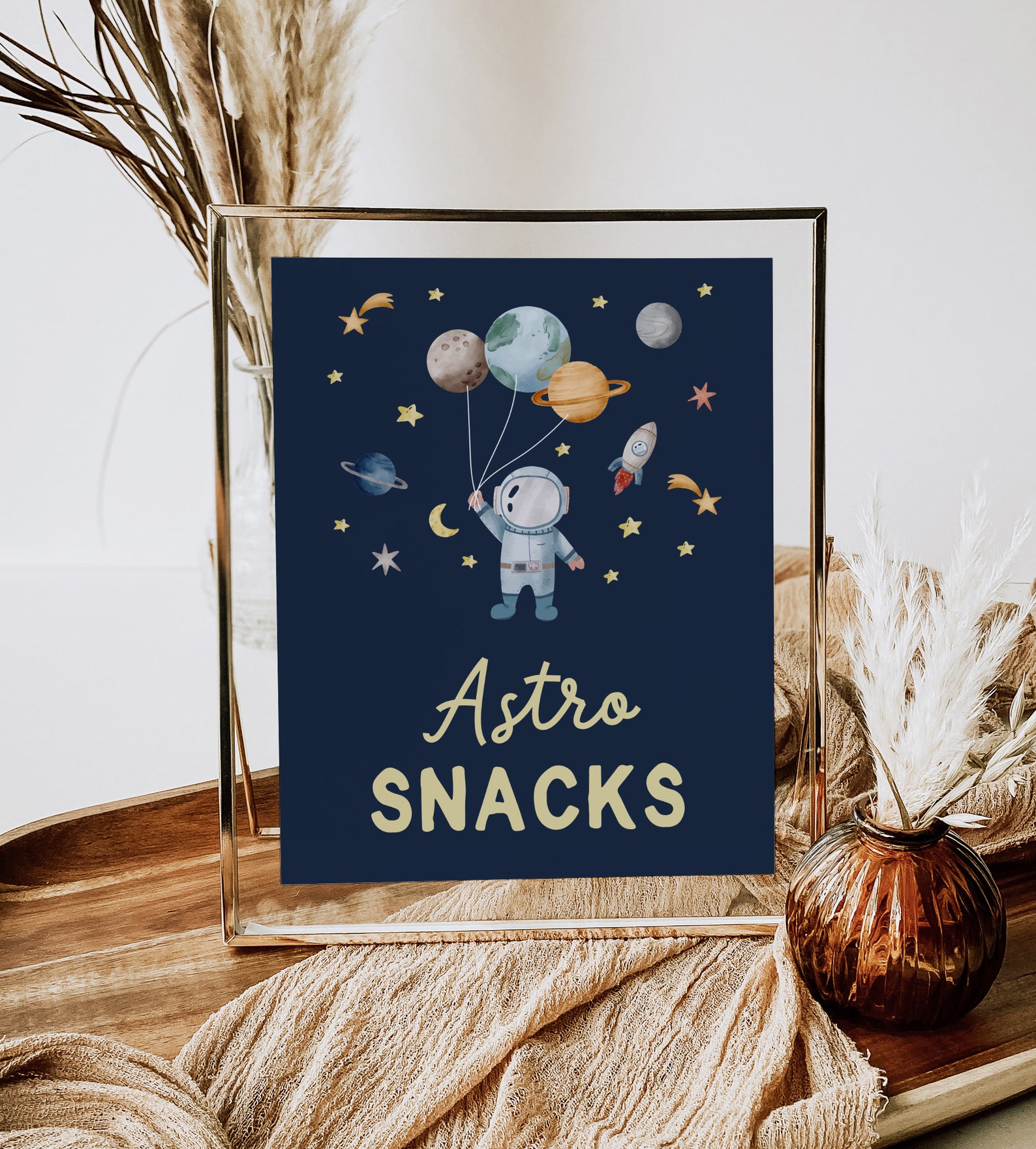 Astro Snacks Space Party Sign Outer Space Birthday Sign Astronaut ...
