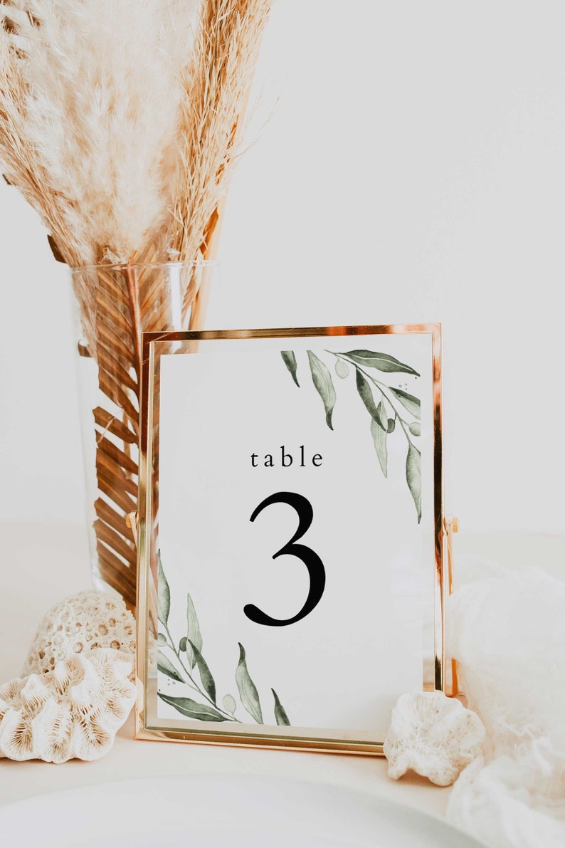 Editable Table Number Template Modern Greenery Eucalyptus - Etsy