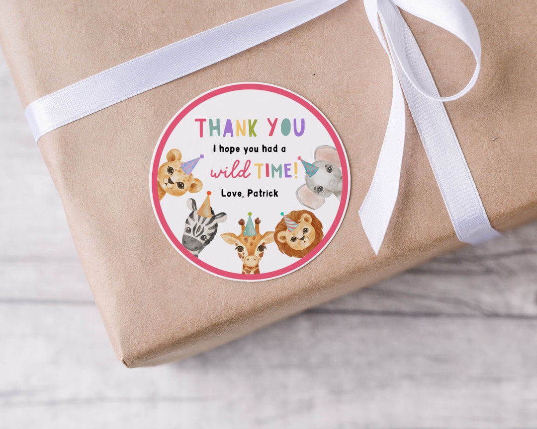 Editable Party Animals Favor Tags, Girl or Boy Wild One Safari Animals ...