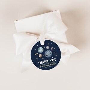 Editable Outer Space Favor Tags Space Birthday Thank You Tag Label ...