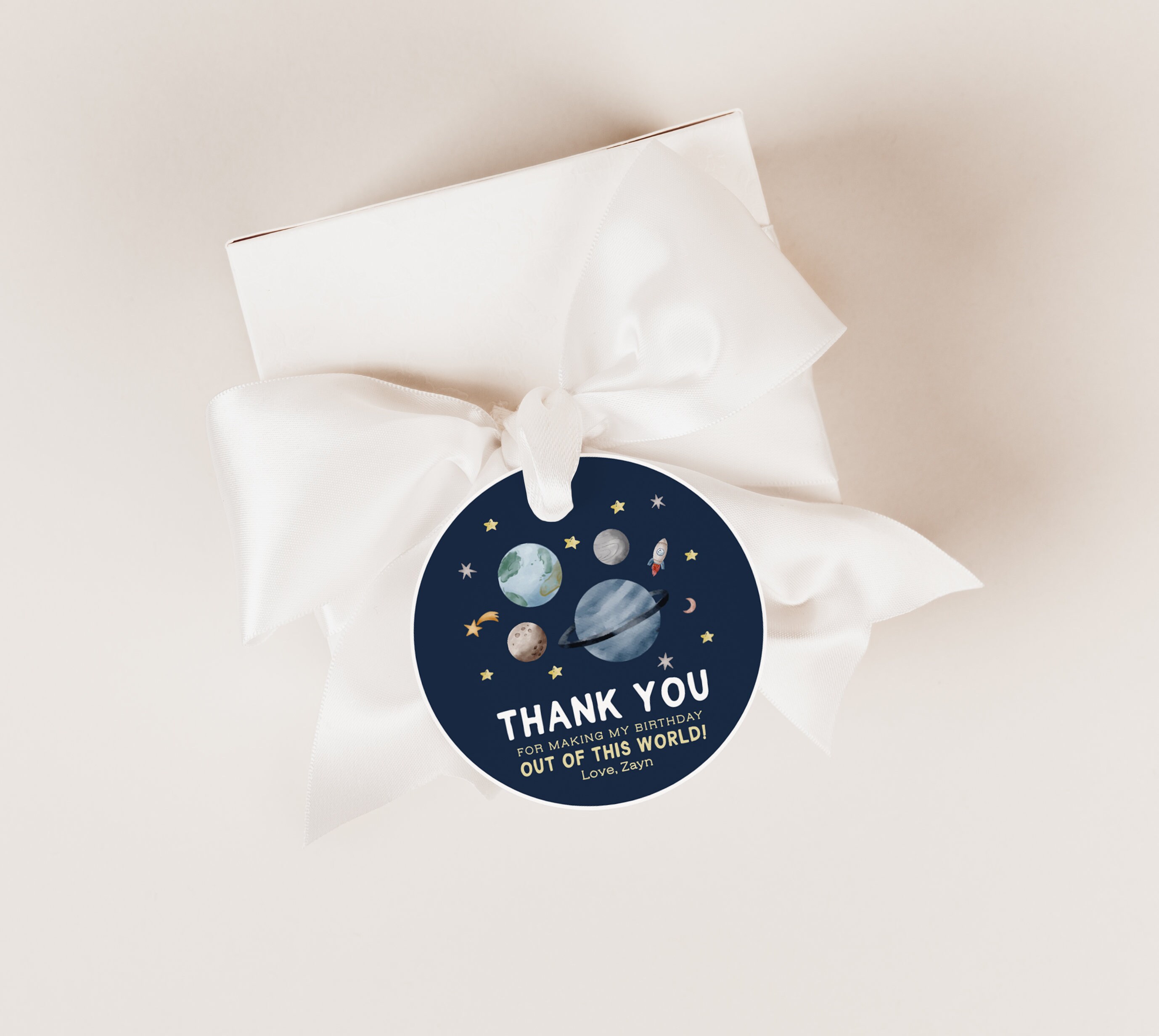 Editable Outer Space Favor Tags Space Birthday Thank You Tag Label ...