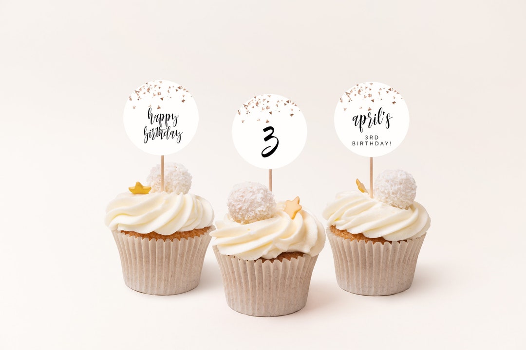 Cupcake Toppers INSTANT DOWNLOAD Printable Template Minimalist Cupcake ...