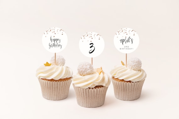 Cupcake Toppers INSTANT DOWNLOAD Printable Template Minimalist - Etsy ...