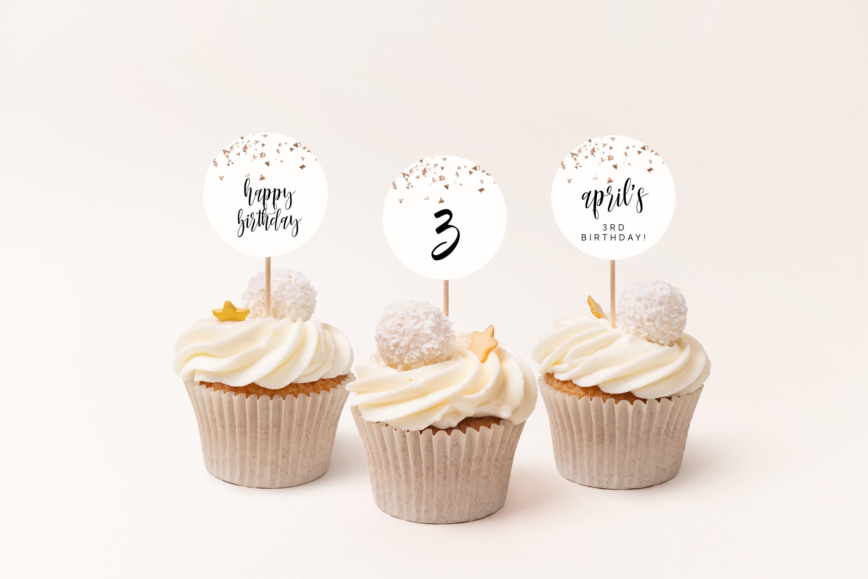 Cupcake Toppers INSTANT DOWNLOAD Printable Template Minimalist Cupcake ...