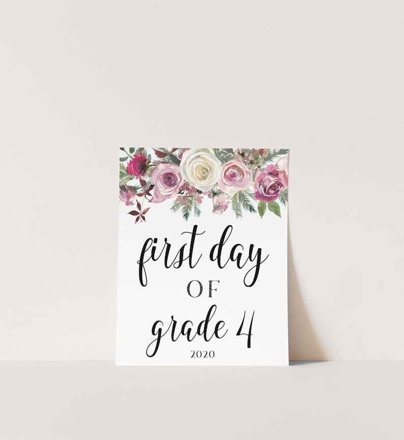 First Day of Grade 4 Sign Printable First Day Sign Back to - Etsy