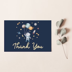 Editable Space Birthday Thank You Card Astronaut Planets to the Moon ...