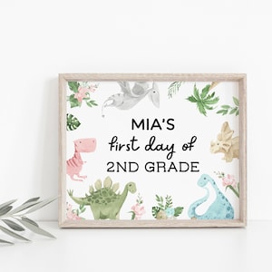 First Day of School Sign - Dinosaur Editable Template, Instant Download ...