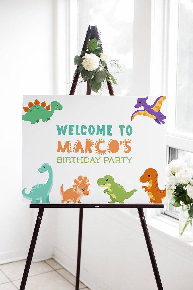 Dinosaur Birthday Welcome Sign Printable Editable Template - Etsy Australia