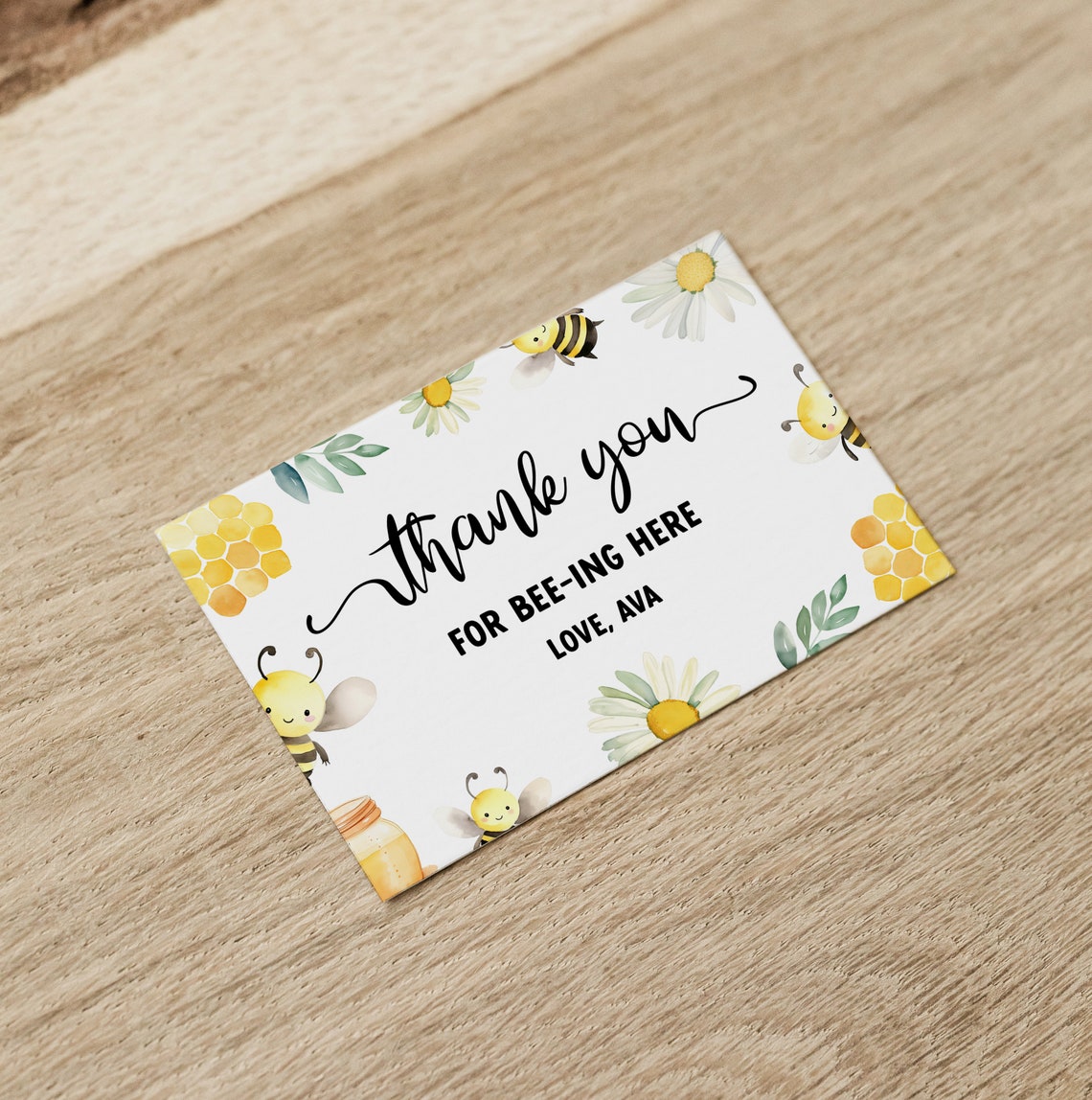 Honey Bee Thank You Card, Editable Template Printable Instant Download ...