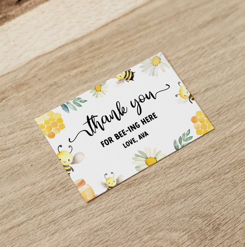 Honey Bee Thank You Card, Editable Template Printable Instant Download ...