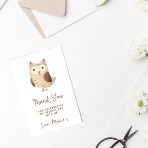 Owl Thank You Card INSTANT DOWNLOAD Personalised Thank You Note ...