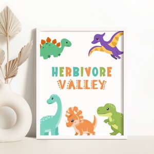Dinosaur Birthday Party Sign, Herbivore Valley Food Table Sign ...