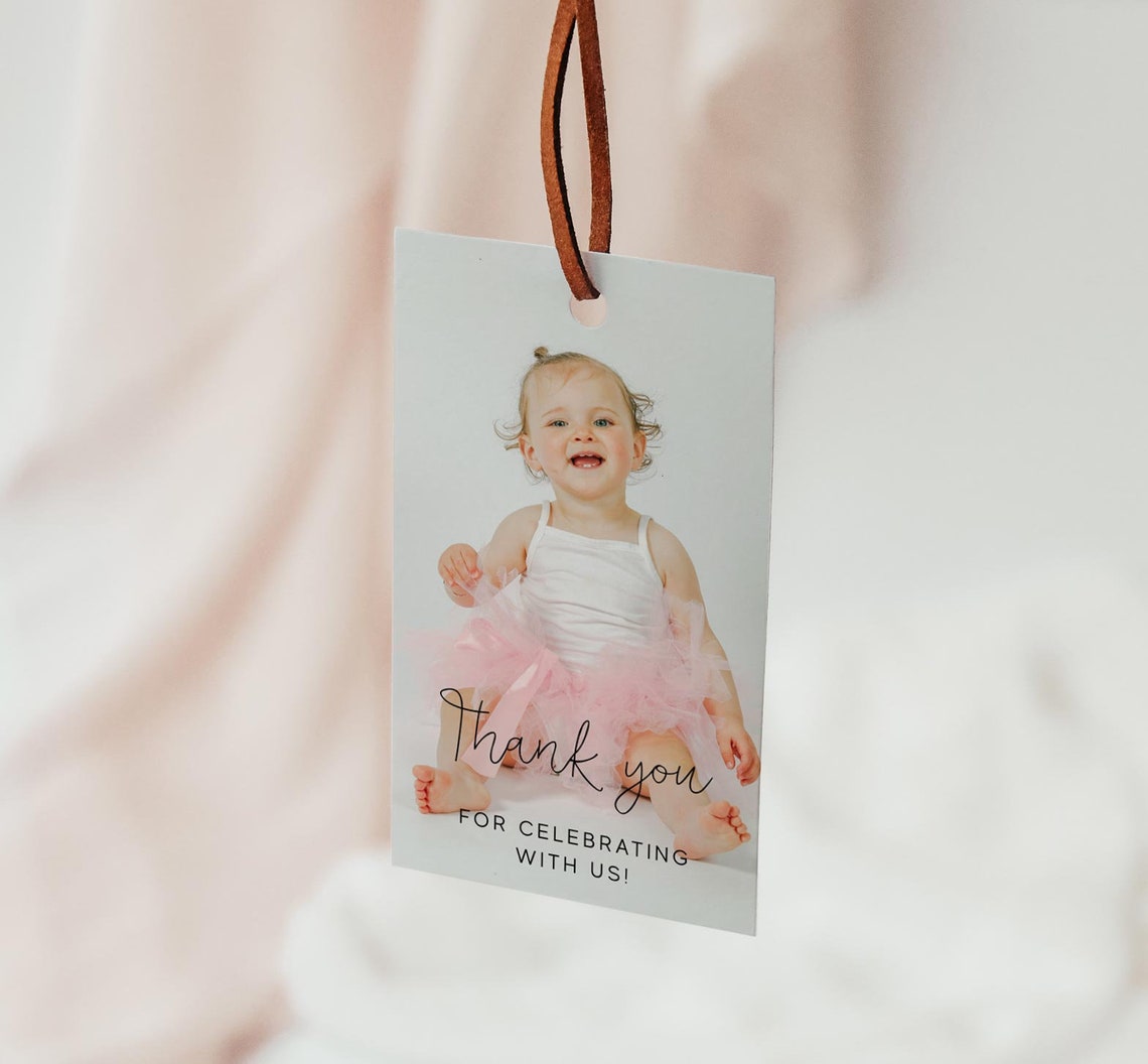 Editable Thank You Tag Birthday Party Favor Tag Modern Minimal - Etsy