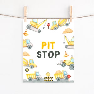 Construction Themed Party Sign Editable Template, Personalized Pit Stop ...
