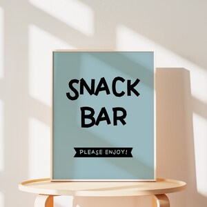 Blue Snack Bar Sign INSTANT DOWNLOAD Printable Table Party Food Sign ...