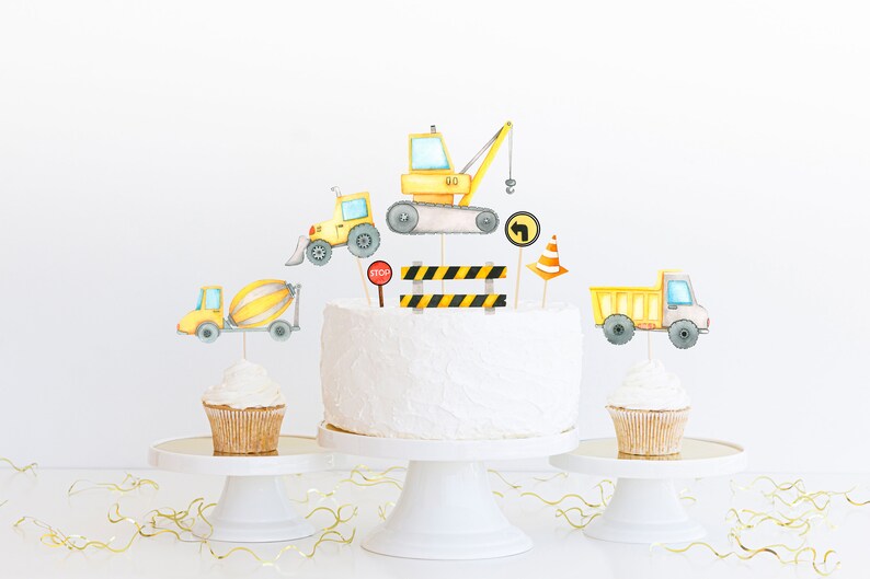 Construction Themed Cake Toppers Printables, Instant Download Digger ...