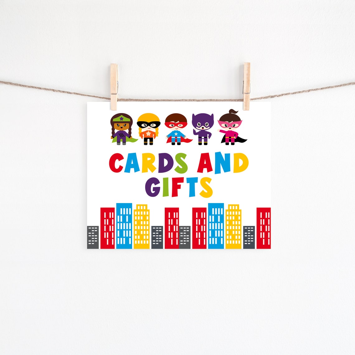 Superhero Cards & Gifts Table Sign - Editable Template, Printable Party ...