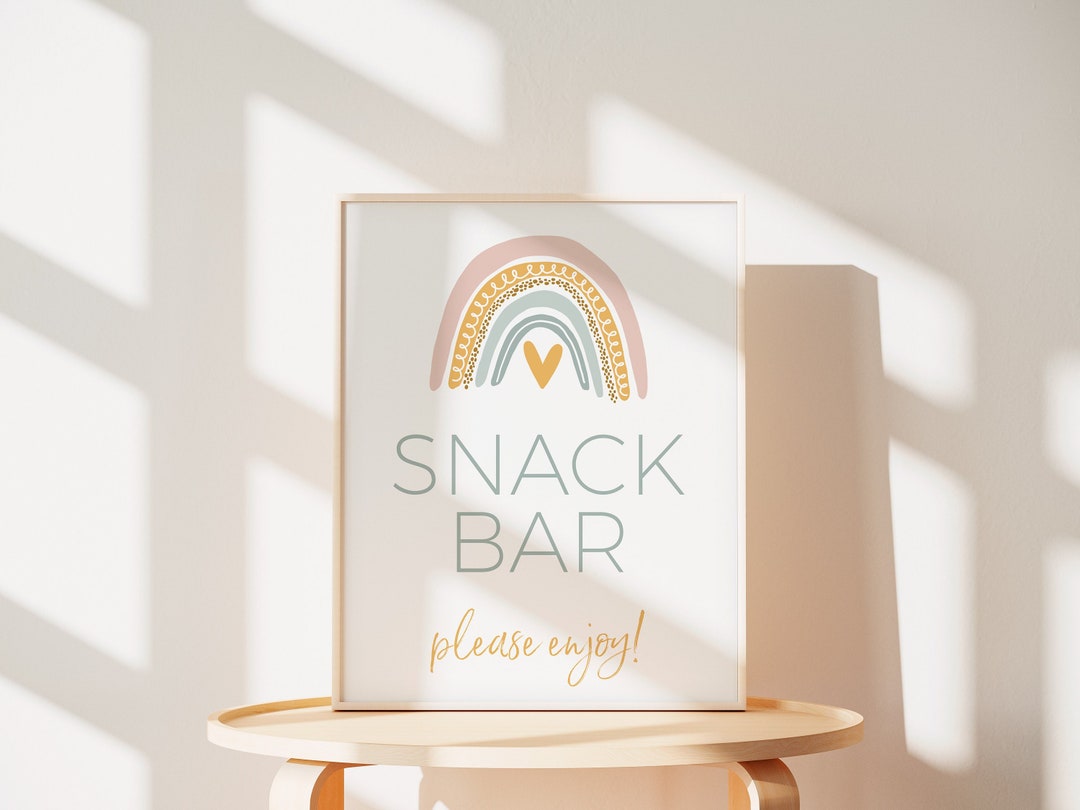 Rainbow Snack Bar Sign INSTANT DOWNLOAD Printable Table Party Food Sign ...