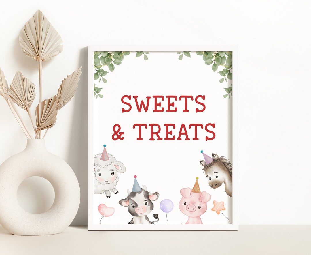 Party Table Sign Editable Template, 8x10 Barnyard Animals Boy Kids ...