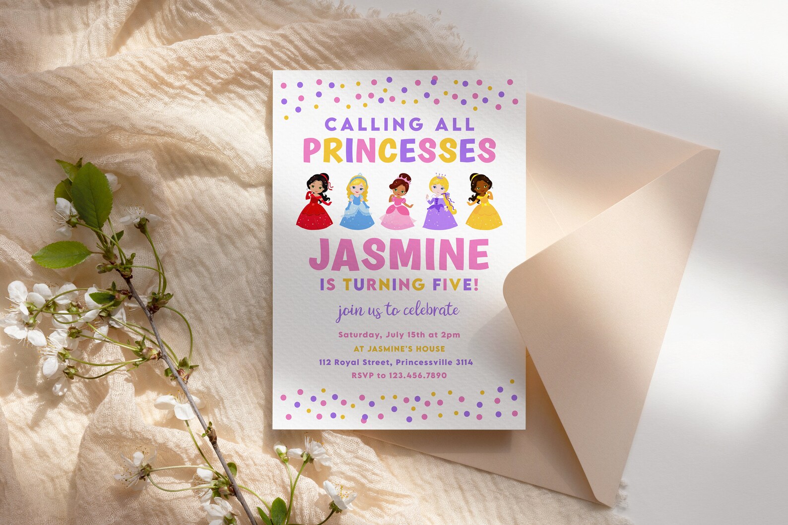 Princess Birthday Invitation, Princess Party Template, Instant Download ...