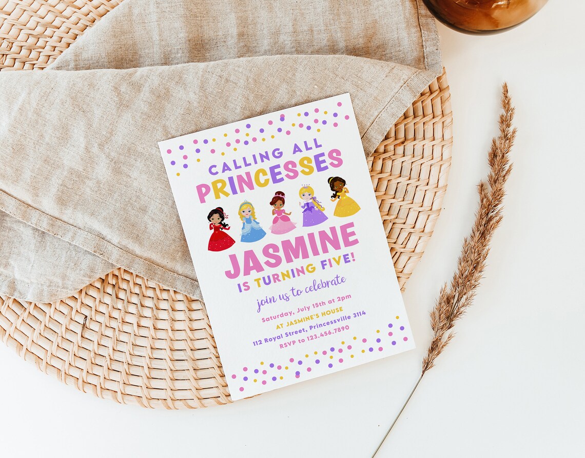 Princess Birthday Invitation, Princess Party Template, Instant Download ...