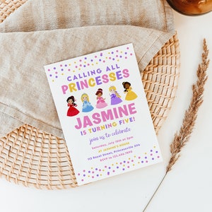 Princess Birthday Invitation, Princess Party Template, Instant Download ...